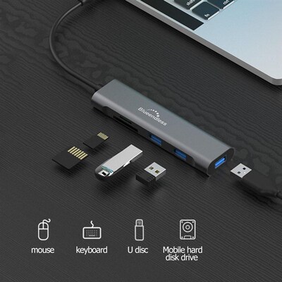 Blueendless 5 in 1 USB HUB 3 USB 3.0 Memory Card TF Reader A