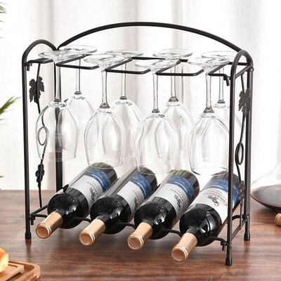 Metal Wine Rack Glass Holder Hanging Bar Cabinet Stemware Wi