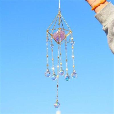 Round Ball Crystal Windchime Ornaments Star Pendant Hanging