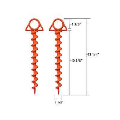 2pcs Tent Pegs Ground Anchor Camping Stakes Dog Screw Orange