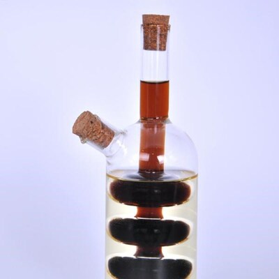 Double Outlets Glass Oil Vinegar Storage Bottle Sauce Cruet