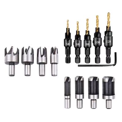 14Pc Countersink Drill Bit Wood Plug Cutter Carpentry Woodwo