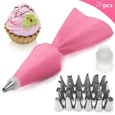 26Pcs/Pack Silicone Pastry Tips Bag Kitchen DIY Cake Icing P