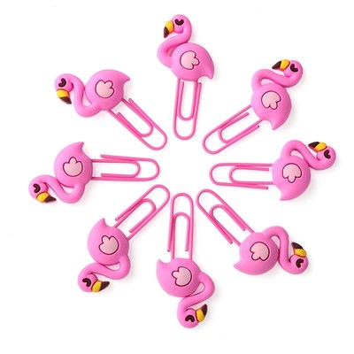 8pcs Pvc Soft Plastic Metal Bookmark Holder Flamingo Paper