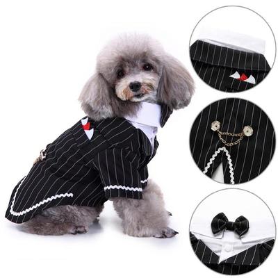 Hot Lovely Stripe Bowknot Pet Dog Puppy Shirt Tuxedo