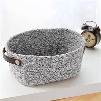Hand Woven Cotton Rope Basket Sundries Storage Container Bas