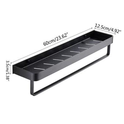Wall Mounted Bathroom Shelf with Towel Bar Aluminum Shampoo