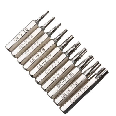 10PCS CR-V Torx Screwdriver Bits Set T3 T4 T5 T6 T7 T8 T9 T1