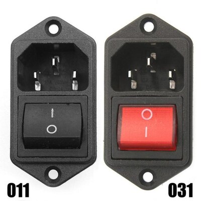 Push Button Swith IEC320 C14 AC Power Cord Inlet Socket Rece