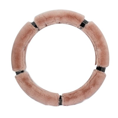 Winter Plush Steering Wheel Cover Diamond Crystal Auto Pink