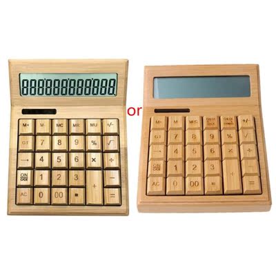 Functional Desktop Calculator Solar Power Bamboo Calculators