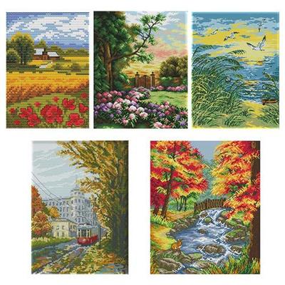 14CT Stamped Cross Stitch Kits Crafts Scenery Series DMC