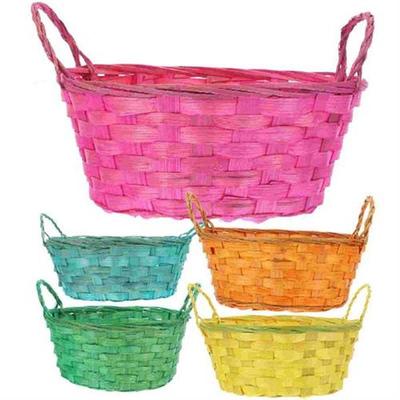 5 Pcs Round Easter Basket Woven Hamper Desktop Organizer