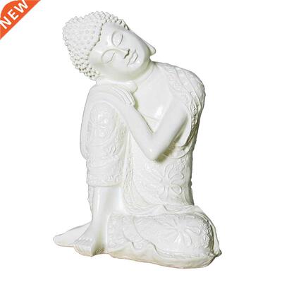 White 23cm Resin Sleeping Buddha Statue Sitting Resting