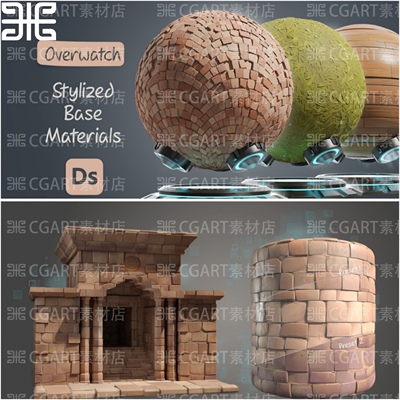 Substance Designer守望先锋风格化地面瓷砖材质球sd地板砖砌材质