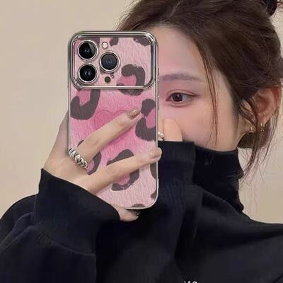 粉爱心豹纹适用于vivox200s手机壳x100pro/x90s/x80/70/60tS18保护套S30/20/19/16/15女12/10/9/7新世窗