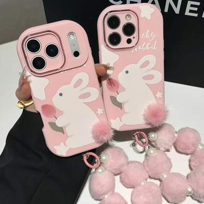火翔粉色兔子适用于iphone17Air手机壳苹果16/15PROMAX保护套14PLUS新款13PM12/11xr女XSmax防摔6/7/8P大胖子