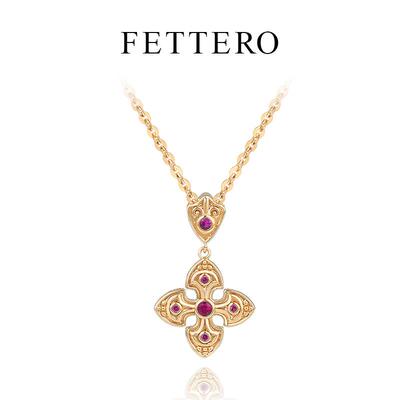 fettero铜合金金色四叶草项链