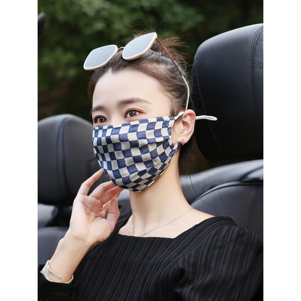 100%桑蚕丝真丝防晒口罩女夏季薄款防紫外线透气遮阳面罩全脸面纱