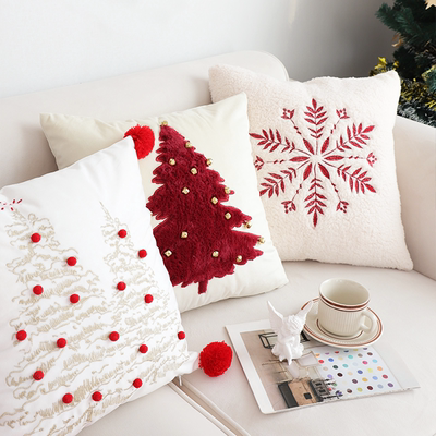 Jingle?Bells圣诞抱枕节日装饰客厅沙发抱枕套不含芯方枕