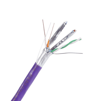 紫色超六类网线8芯0.58无氧铜双绞线家装电脑宽带CAT6A万兆网络线
