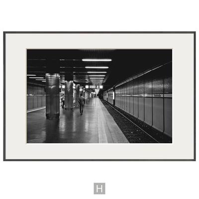 地下铁黑白复古怀旧挂画照片墙现代艺术装饰画样板间公寓风景壁画