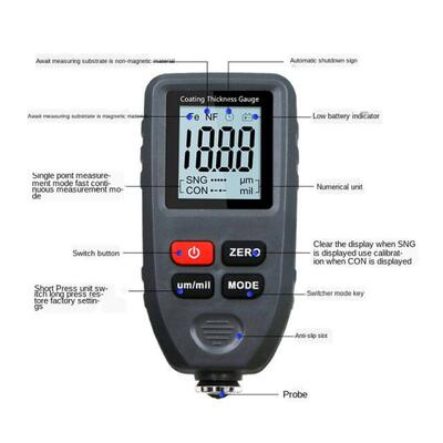 TC100 Coating Thickness Gauge 0.1micron/0-1300 Car Paint Fil