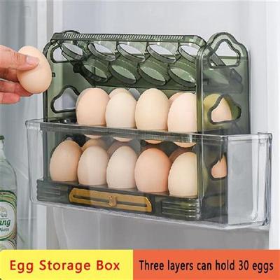 30Grids Egg Storage Box Rotating 3 Tiers Fridge Eggs