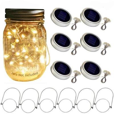 6pc Solar Glass Hanging Lamp Mason Jar Lamp Copper Wire