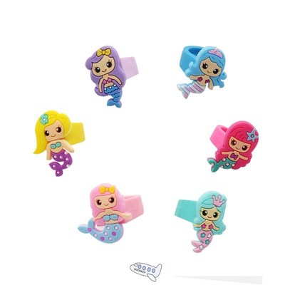 New 4pcs Mermaid Soft Ring Silicone Ring Birthday Party Deco