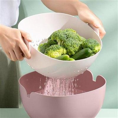 Double Draining Basket Multifunction Washing Bowl and