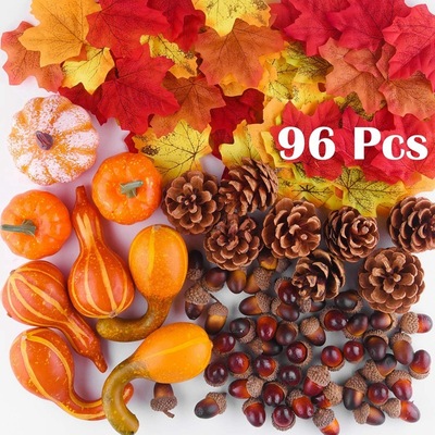 Fall Decorations, Artificial Pumpkins,Pine Cones,Leaves,