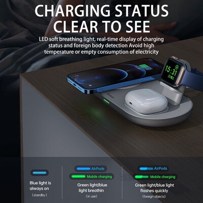 3 in 1 15W Qi Magnetic Wireless Charger For iphone 12 11 Pro