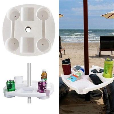 Umbrella Table Tray White for Beach Patio Garden Swimming