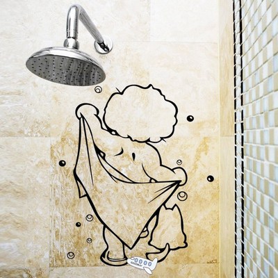 Shower Glass Door Stickers Kids Bathing Wall Stickers Cute W