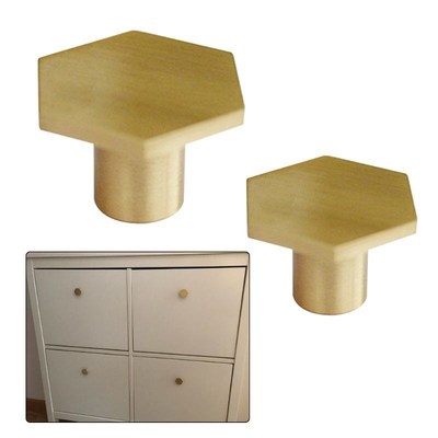 Gold Brass Hexagon Knobs Cabinet Door Handle Dresser Drawer