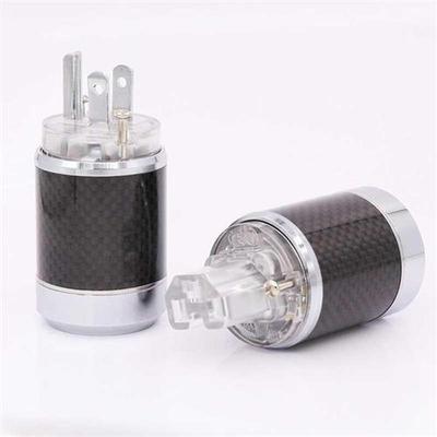 One Pair Carbon Fiber Rhodium Plated US AC Power Plug Connec