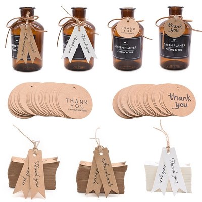 100Pcs Kraft Paper Thank You Hang Tag Handmade Gift Tag Labe