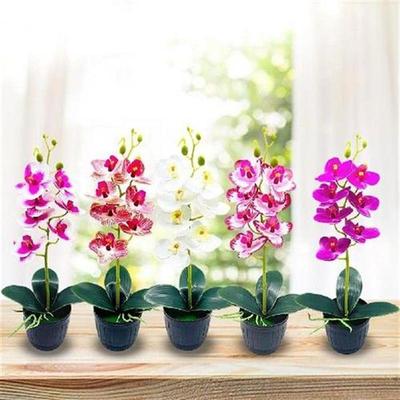 1 Set Artificial Orchid Flowers Pot Natural-Looking Plastic