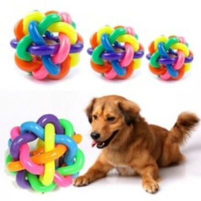 Rainbow Color Rubber Ball Bell Pet Toy For Small Dogs
