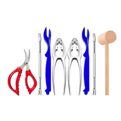 8 Pcs Seafood Tools Set,Includes 2 Crab Crackers,2 Lobster