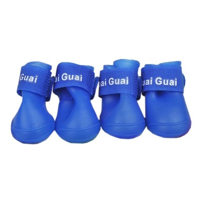 Blue M, Pet Shoes Booties Rubber Dog Waterproof Rain Boots