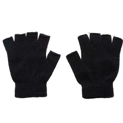New Men Black Knitted Fingerless Gloves Autumn Winter Outdoo