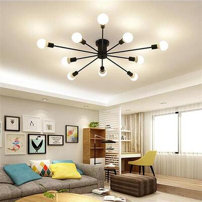 Retro Iron Ceiling Lights Black/White 6/8/10 Sockets Lamp Vi