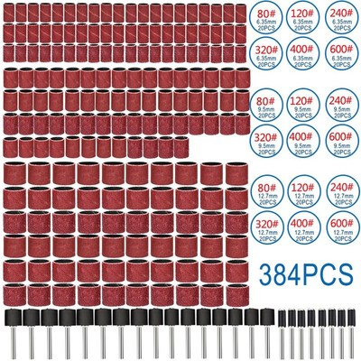 384 Pieces Drum Sander Set Including 360 Pieces Nail Sanding
