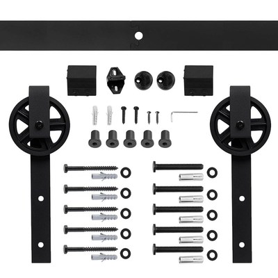 Antique Black Steel Sliding Barn Wood Door Hardware Kit Clos