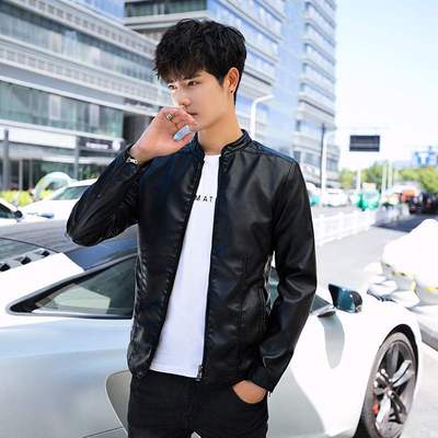 Autumn and winter men's leather jacket jacket Plush