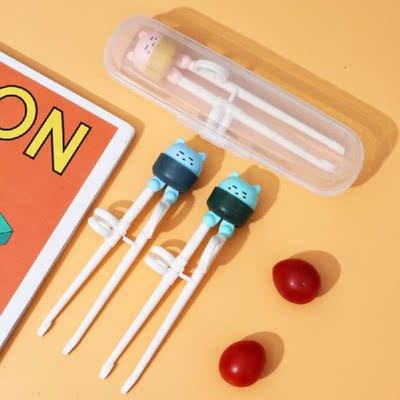 1 Set Reusable Plastic Cute Portable Chopsticks For Kids