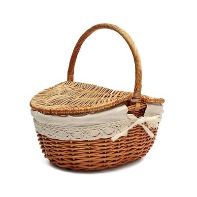 1pc Manual Woven Storage Basket Handmade Laundry Wicker Picn