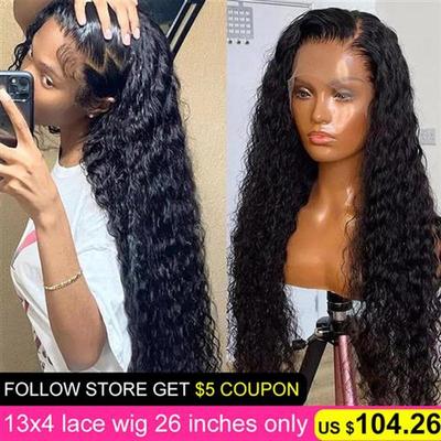 Deep Wave Lace Frontal Wig Curly Human Hair Wigs For Black W